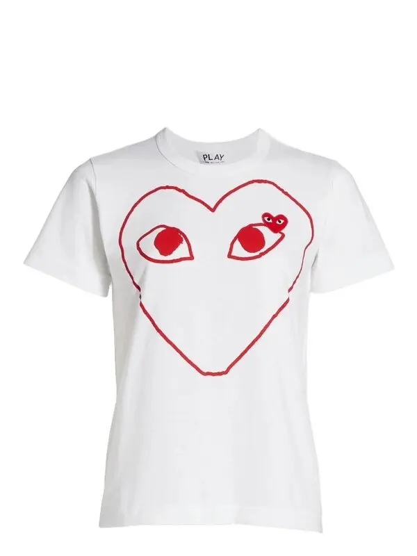 Play Comme Des Garcon Heart Graphic T-shirt - White