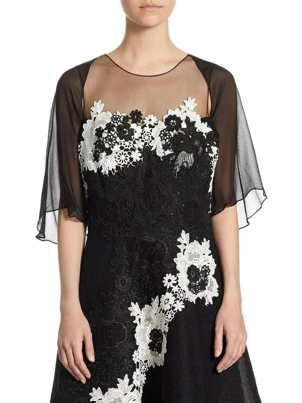 Rickie Freeman For Teri Jon Chiffon Shrug - Black