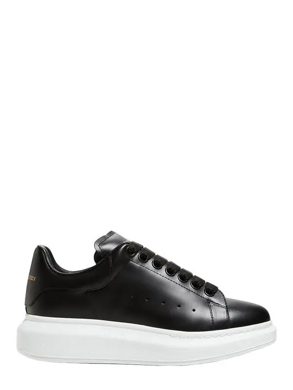 Alexander McQueen S Oversized Embossed Logo Leather Sneakers - Black