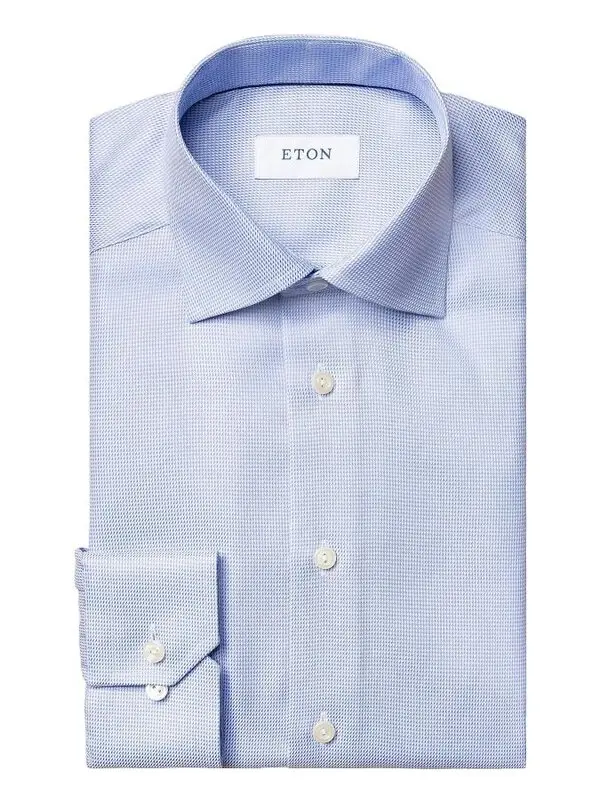 Eton Contemporary-fit Houndstooth Dress Shirt - Blue