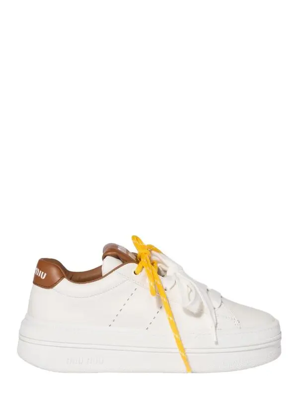 Miu Miu Leather Sneakers - White Yellow