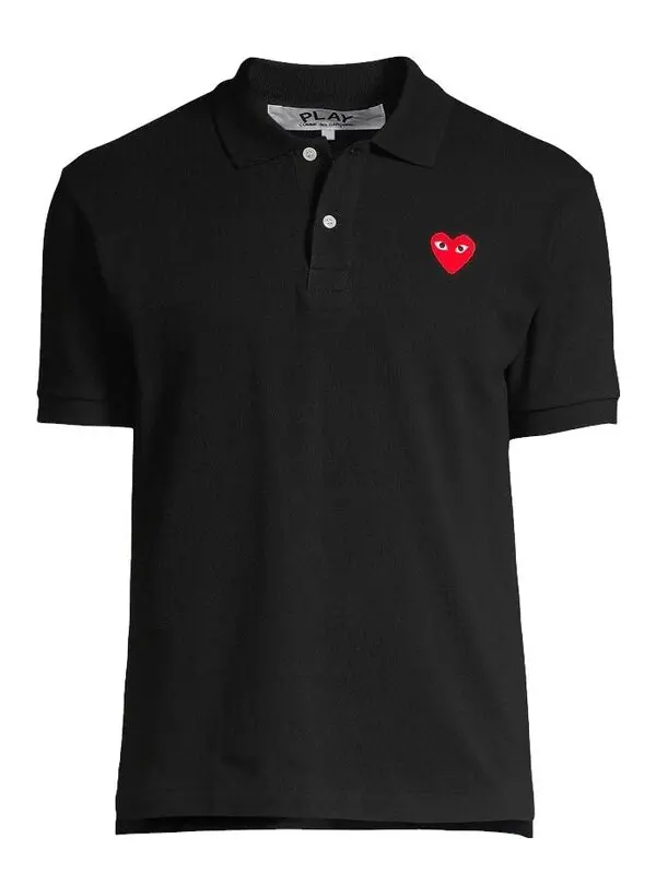 Play Comme Des Garcon Heart Applique Polo - Black