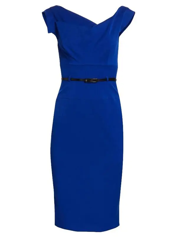 Black Halo Jackie Belted Sheath Dress - Cobalt