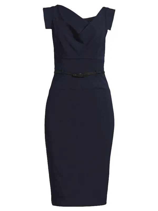 Black Halo Jackie Belted Sheath Dress - Eclipse