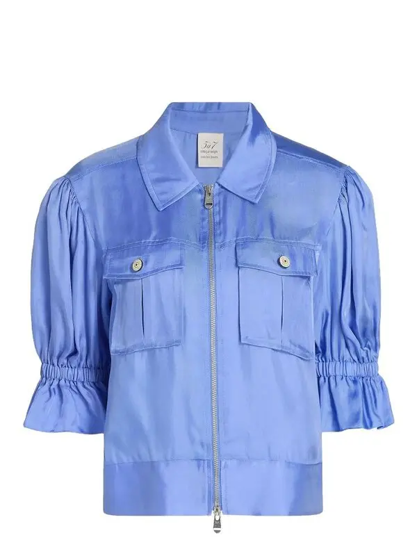 Cinq À Sept Holly Puff-sleeve Utility Jacket - Cobalt Wave