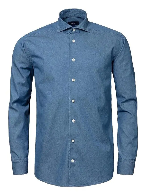 Eton Contemporary-fit Chambray Soft Casual Shirt - Blue