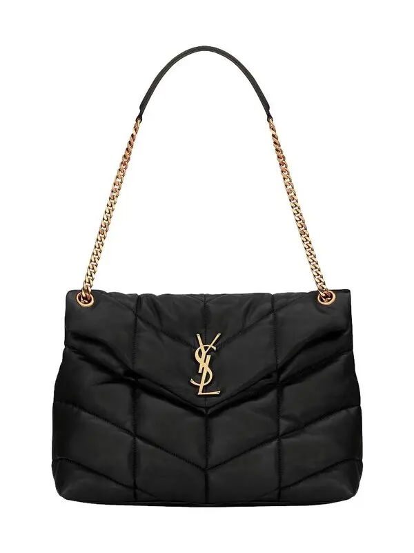 Saint Laurent Puffer Leather Shoulder Bag - Noir