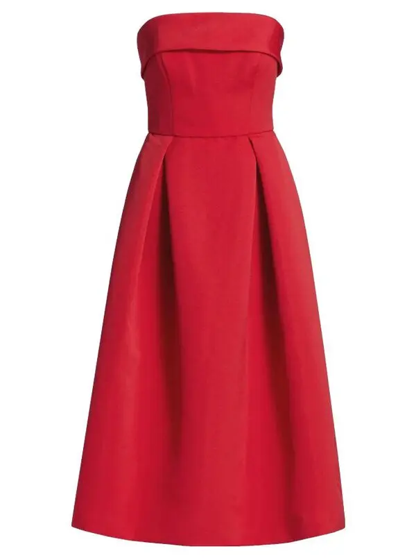 Amsale Faille Strapless Dress - Cardinal