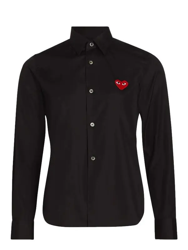 Play Comme Des Garcon Heart Button Down Shirt - Black