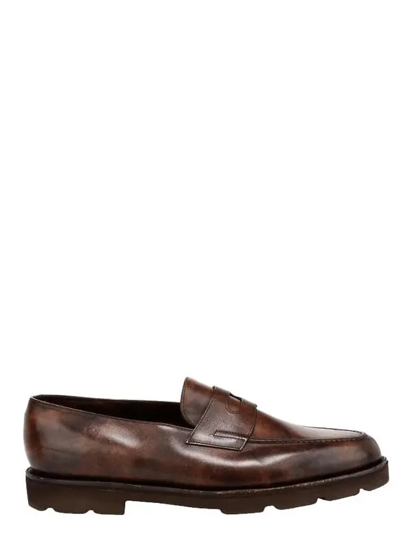 John Lobb Lopez Chunky Leather Penny Loafers - Dark Brown