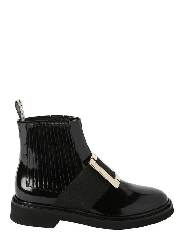 ROGER VIVIER Viv Rangers Patent Leather Chelsea Boots - Black