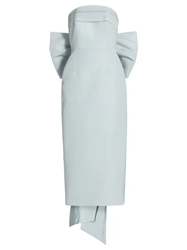 Alexia Maria Margaret Bow Silk Dress - Light Blue