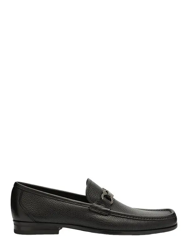 FERRAGAMO Grandioso Gancini Bit Leather Loafers - Nero
