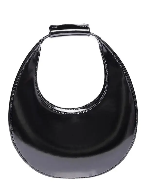 Staud Mini Moon Leather Hobo Bag - Black