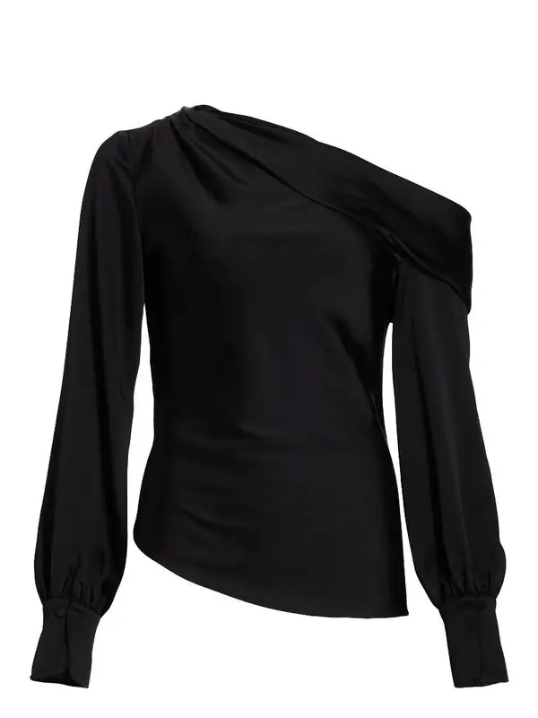 Simkhai Alice Satin One-shoulder Top - Black