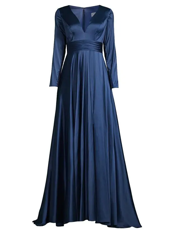 Mac Duggal Satin Empire Waist Ballgown - Midnight