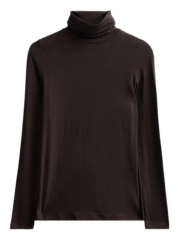 Majestic Filatures Soft Touch Turtleneck Top - Chocolate Mousse