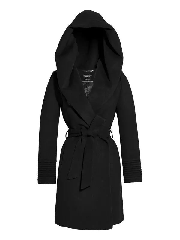 Sentaler Hooded Alpaca Wrap Coat - Black