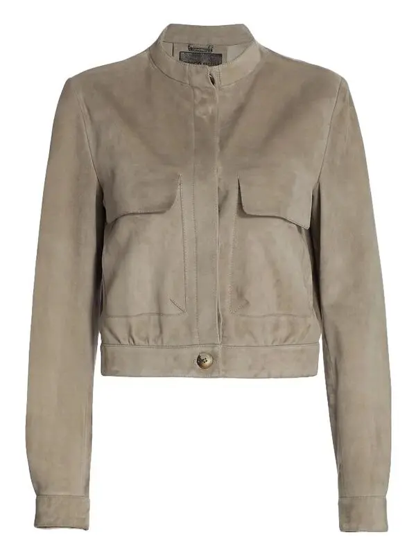Giorgio Armani Patch-pocket Suede Jacket - Hazelnut
