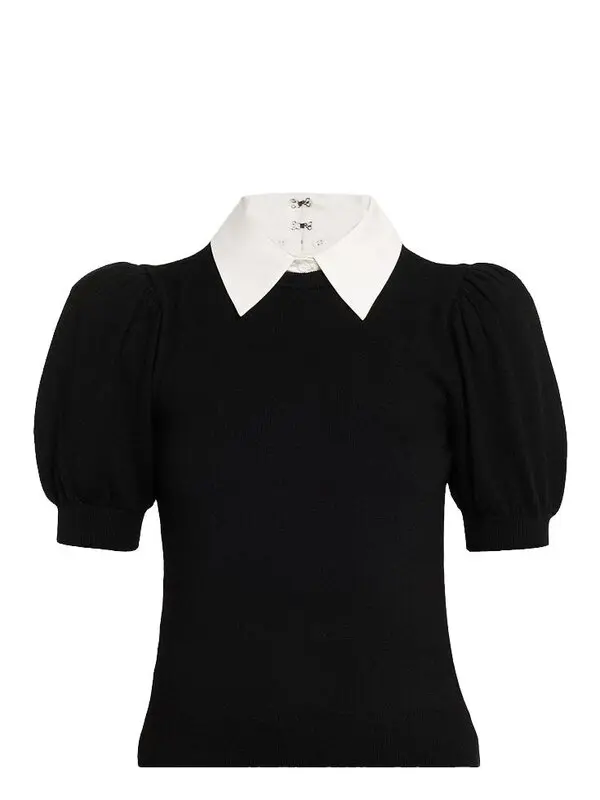 Alice + Olivia Chase Puff-sleeve Sweater - Black White