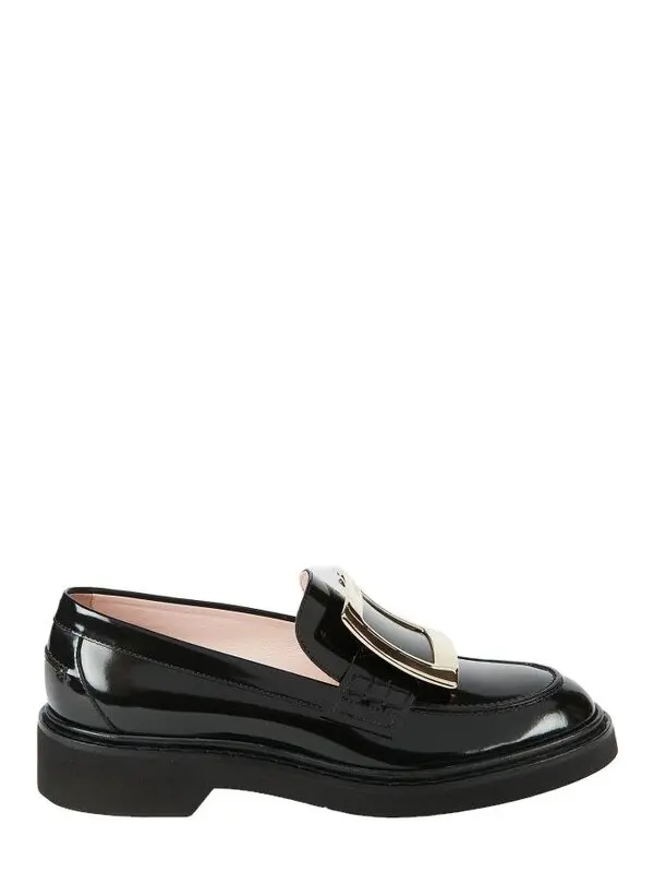 ROGER VIVIER Viv Rangers Patent Leather Loafers - Black