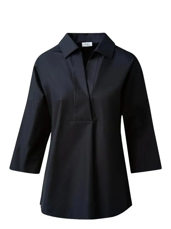 Akris Elets Cotton Kimono Blouse - Black