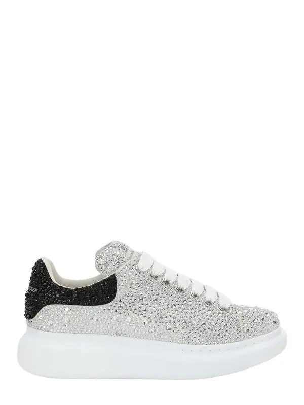 Alexander McQueen Crystal Overiszed Glitter Embellished Chunky Sneakers - White Silver