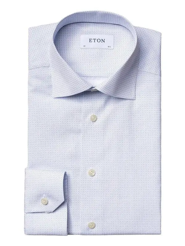 Eton Slim-fit Micro Floral-print Dress Shirt - Blue