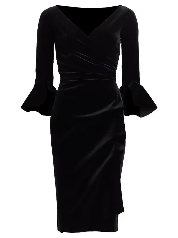 Chiara Boni La Petite Robe Triana Velvet Wrap Dress - Black