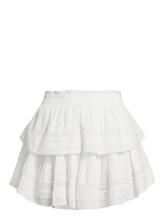 LoveShackFancy Tiered Ruffle Mini Skirt - Antique White