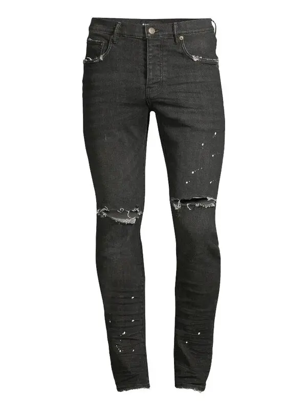 PURPLE BRAND P001 Over Spray Slim-fit Jeans - Black