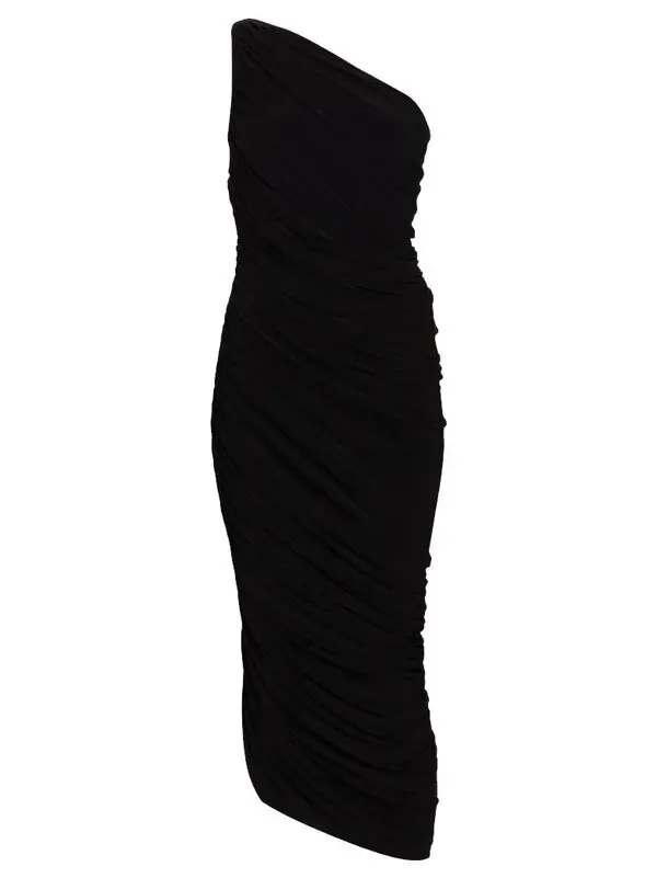 Norma Kamali Diana Ruched One-shoulder Gown - Black
