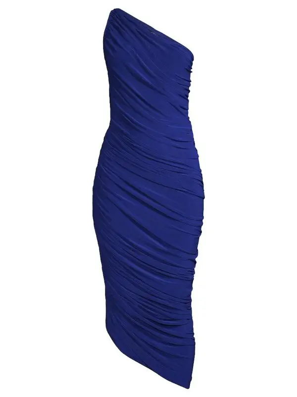 Norma Kamali Diana Ruched One-shoulder Gown - Dark Blue