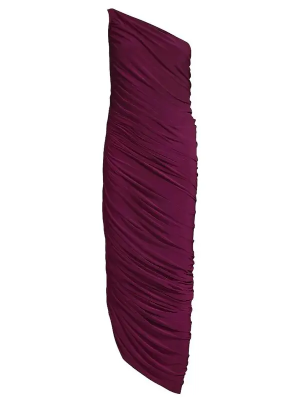 Norma Kamali Diana Ruched One-shoulder Gown - Plum