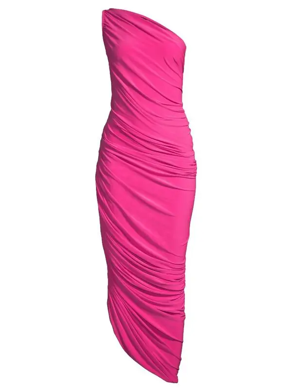 Norma Kamali Diana Ruched One-shoulder Gown - Rose