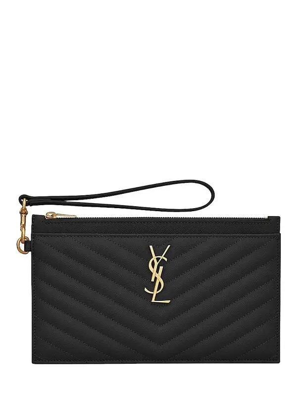Saint Laurent Monogram Matelassé Leather Pouch - Noir