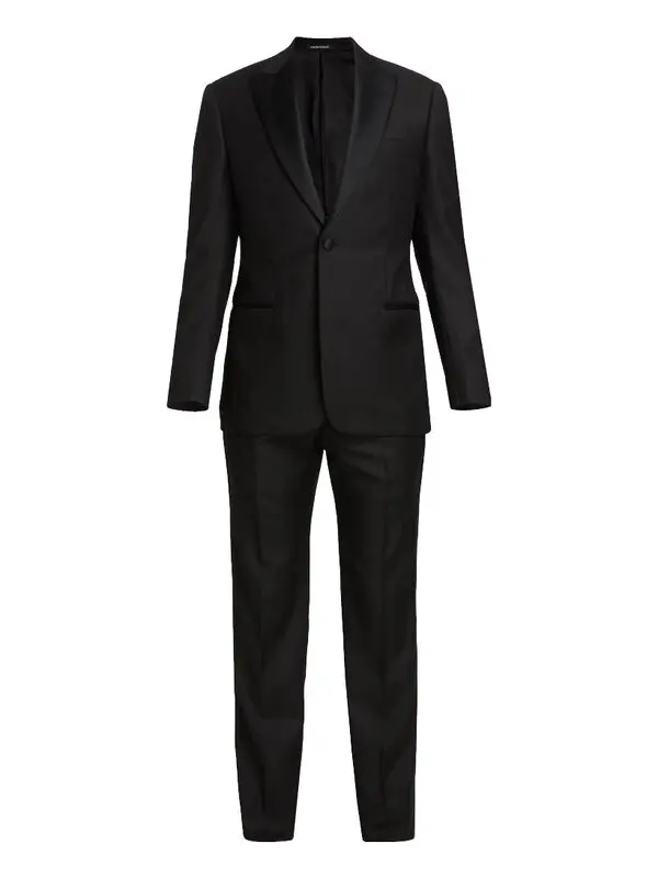 Emporio Armani Peak Lapel Single-button Suit - Black