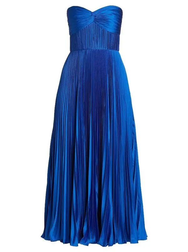 AMUR Pleated Strapless Belle Dress - Deep Oceans