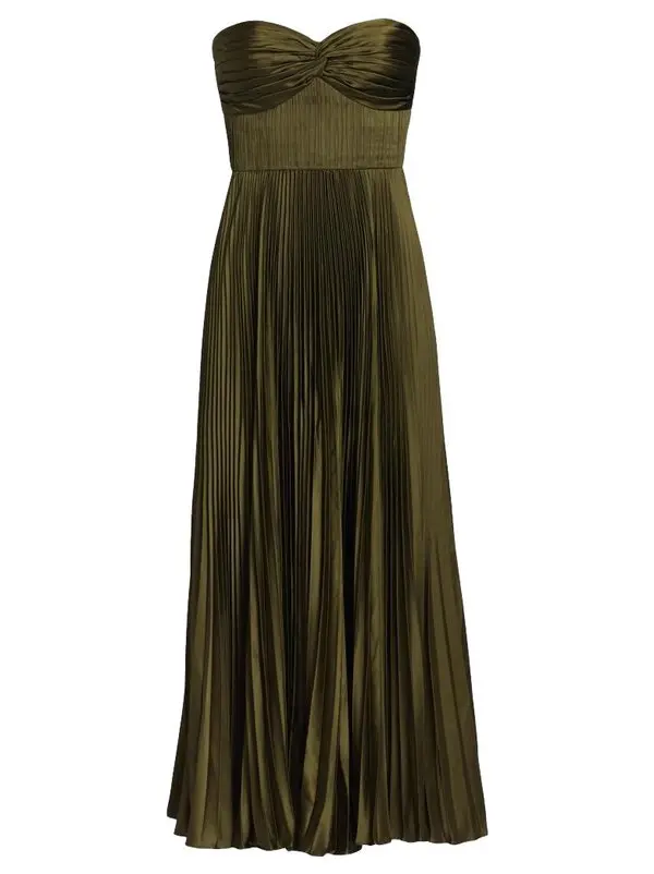AMUR Pleated Strapless Belle Dress - Olive