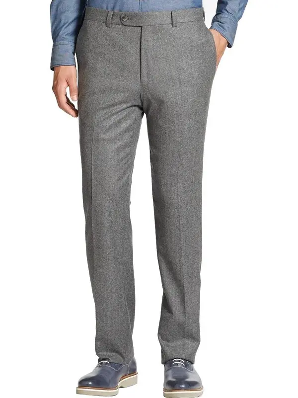 SAKS FIFTH AVENUE Collection Wool Flat-front Pants - Light Grey