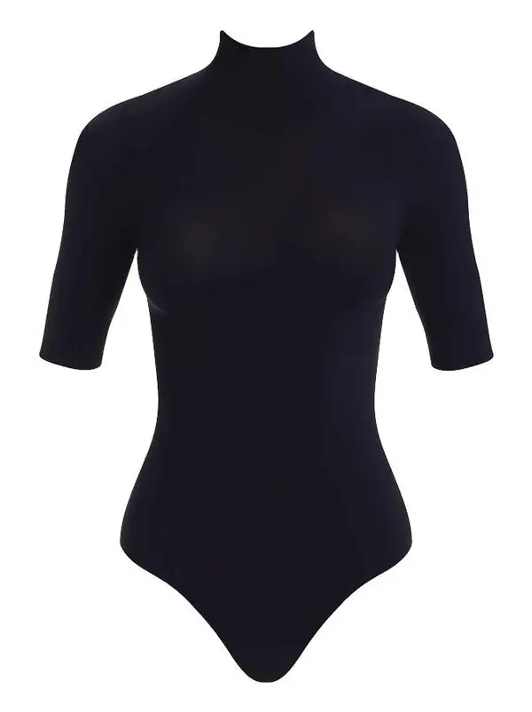 Commando Short-sleeve Turtleneck Bodysuit - Black