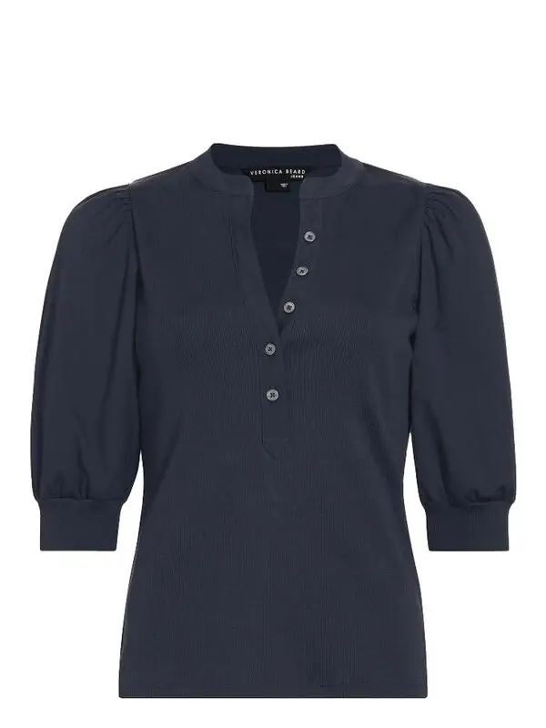 Veronica Beard Coralee Puff-sleeve Top - Navy