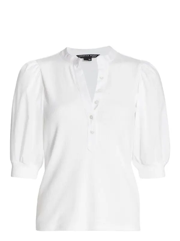 Veronica Beard Coralee Puff-sleeve Top - Ivory