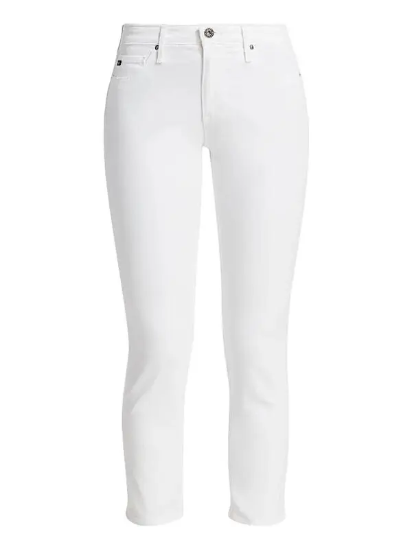 Ag Prima Sateen Mid-rise Crop Cigarette Pants - White