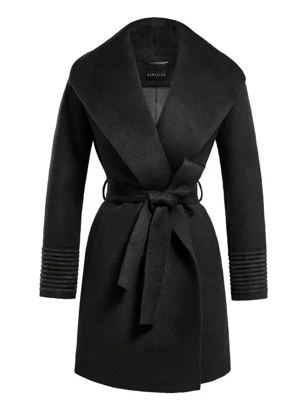 Sentaler Shawl-collar Wrap Coat - Black