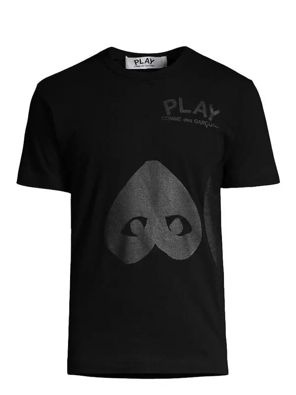 Play Comme Des Garcon Two Hearts Print Graphic Tee - Black