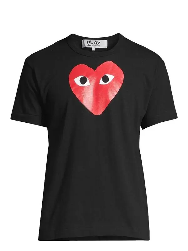 Play Comme Des Garcon Signature Logo Graphic T-shirt - Black