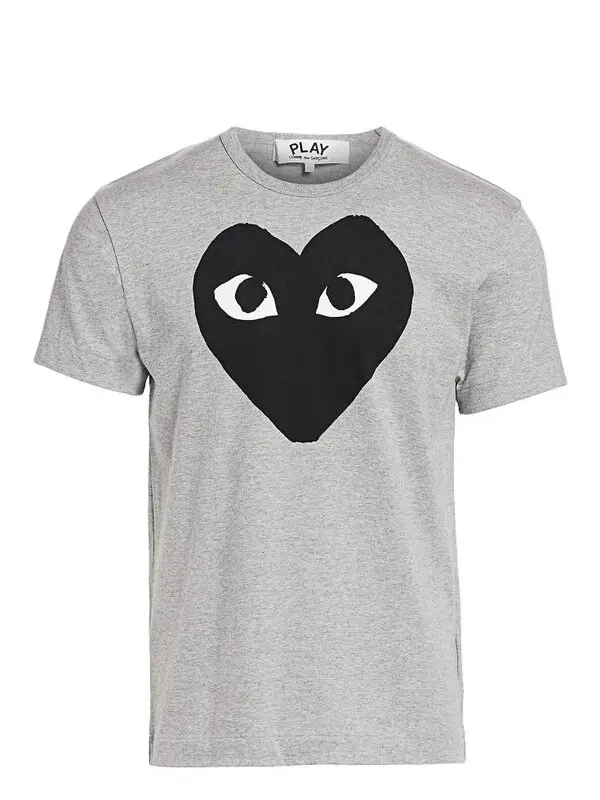 Play Comme Des Garcon Printed Cotton Tee - Grey