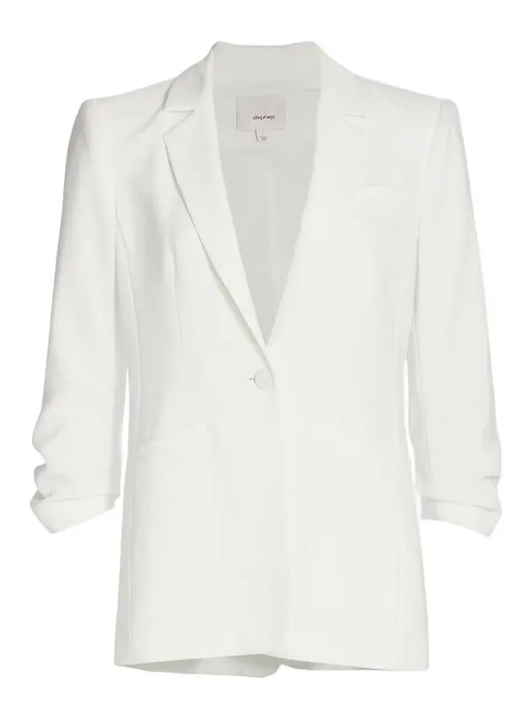 Cinq À Sept Khloe Crepe Ruched Blazer - Ivory