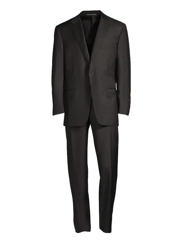 Canali Regular-fit Two-button Wool-blend Suit - Black
